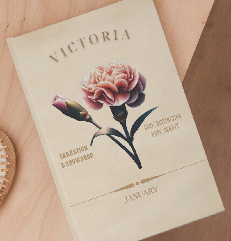 Personalized Name Colorful Birth Flower Hardcover Journal | Unique ...
