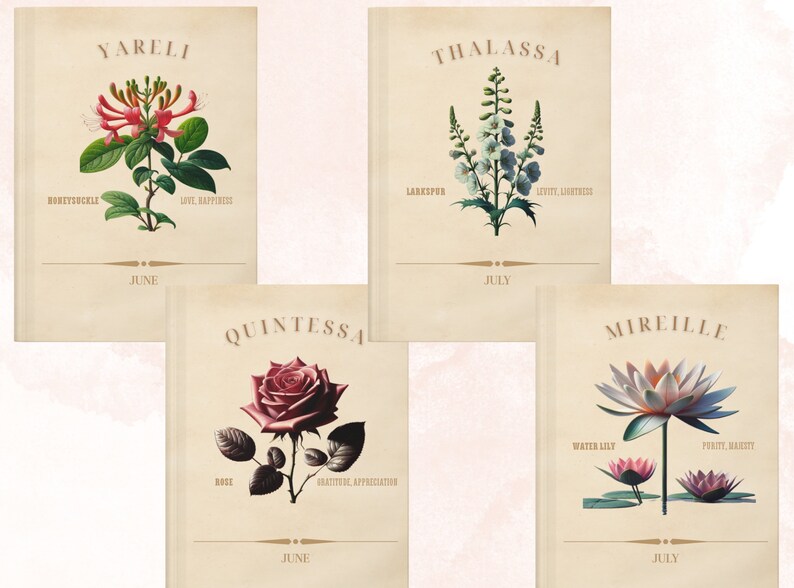 Personalized Name Colorful Birth Flower Hardcover Journal | Unique ...