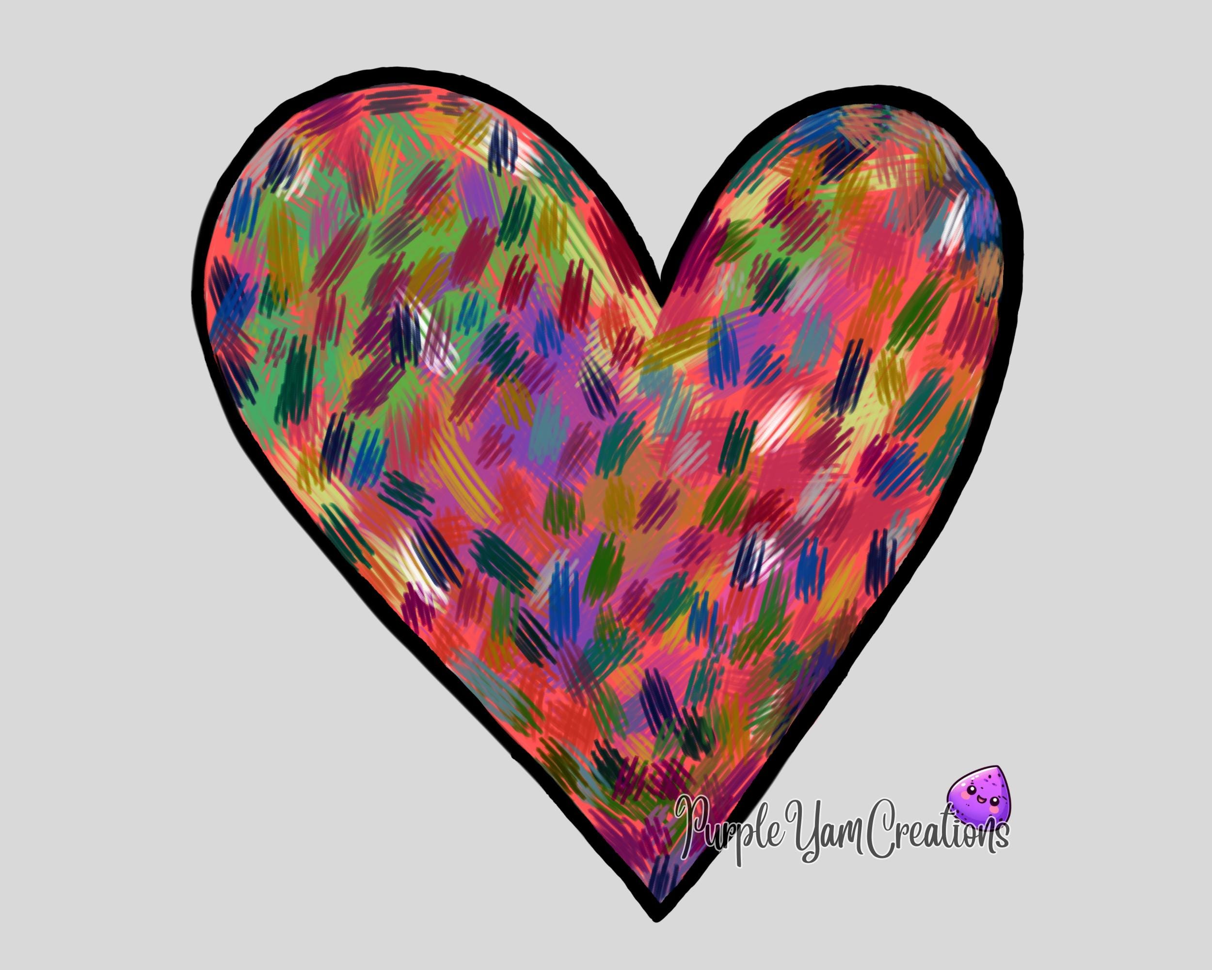 Colorful Heart | Hand Drawn Heart | Heart Png | Heart Drawing | Pink ...