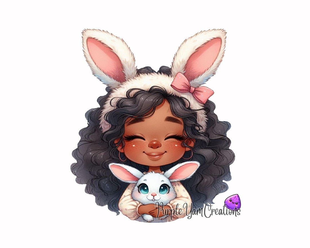 Black Girl Png | Bunny Girl Clipart | Happy Easter Sublimation | Spring ...