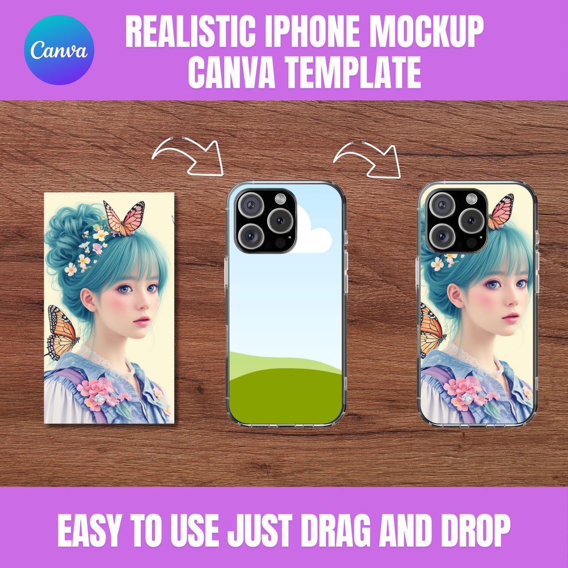 IPhone 16 Pro Max Case Mockup Template | Canva Phone Case Design for ...