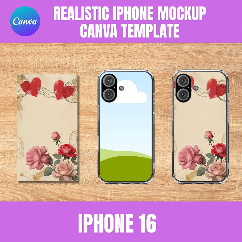 IPhone 16 Pro Max Case Mockup Template | Canva Phone Case Design for ...