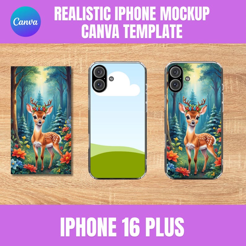 IPhone 16 Pro Max Case Mockup Template | Canva Phone Case Design for ...