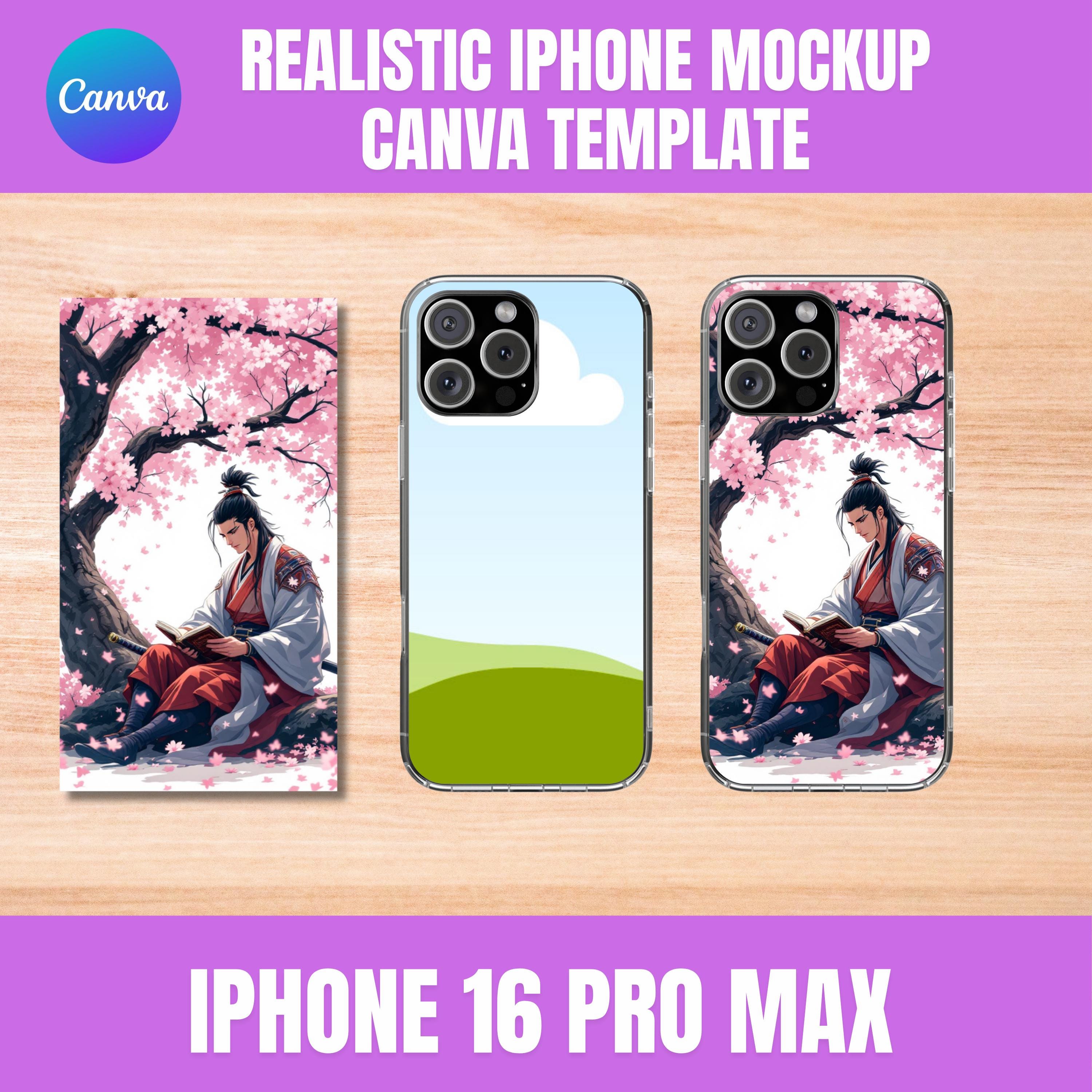 IPhone 16 Pro Max Case Mockup Template | Canva Phone Case Design for ...