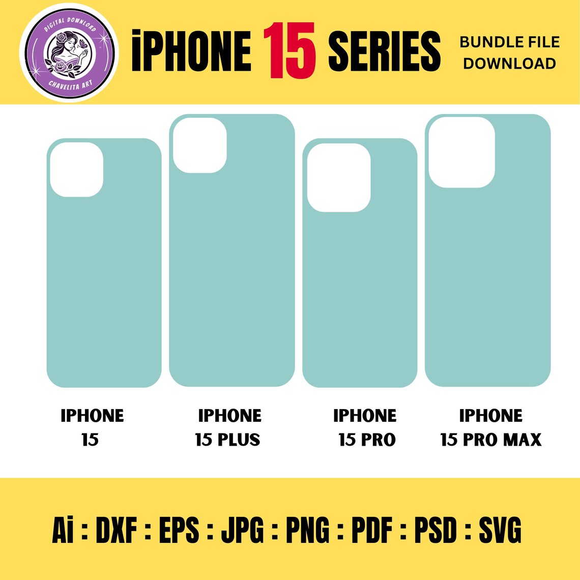 IPhone 15 Case Template Bundle: Cricut & Laser Cut Files (digital ...
