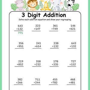 Third Grade Math Worksheets Printable Place Value Practice Adding ...