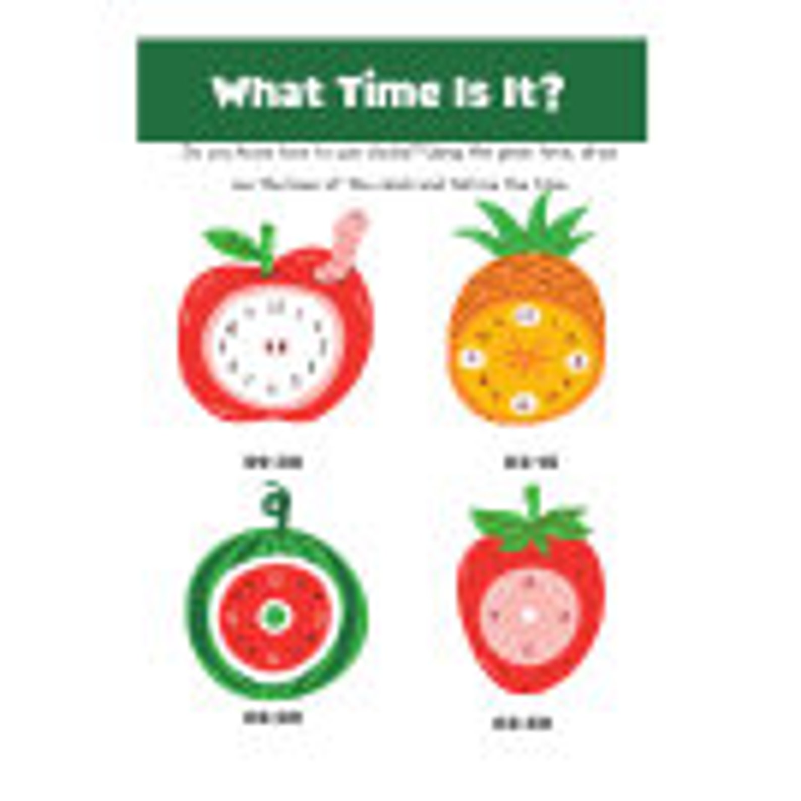 Printable Math Worksheets Instant Digital Download Telling Time Clocks ...