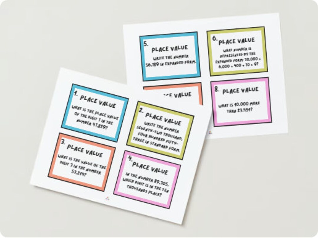 Third Grade Math Worksheets Printable Scavenger Hunt Task Cards ...