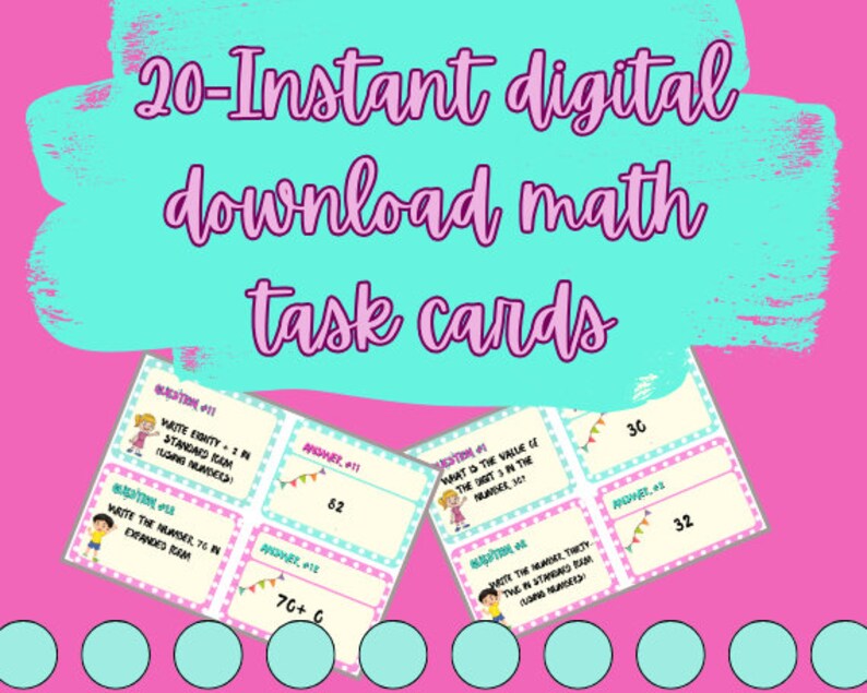 Math Scavenger Hunt Printable Task Cards First Grade and Second Grade ...