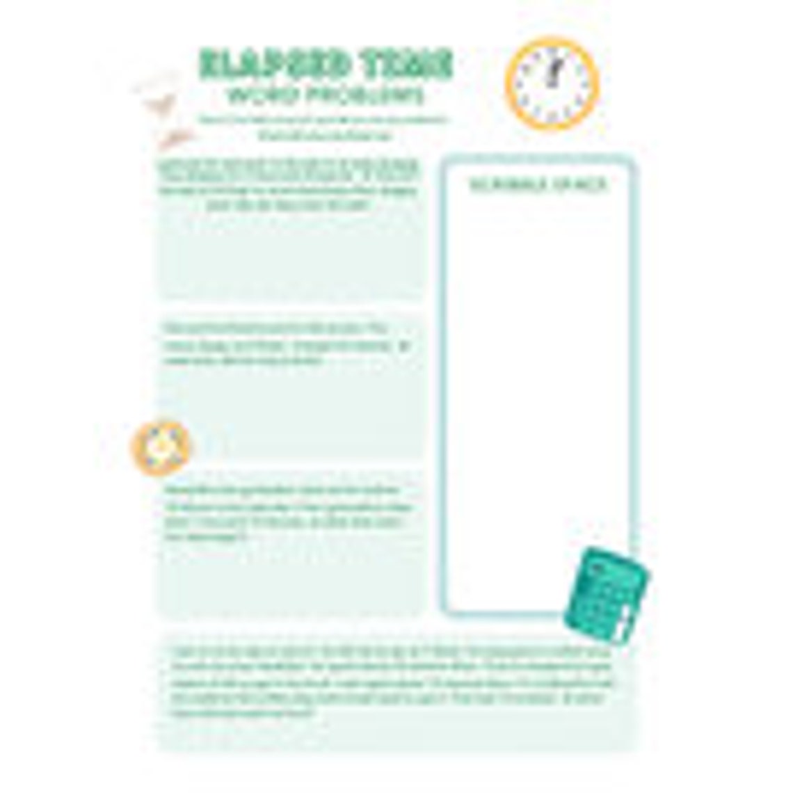 Printable Math Worksheets Instant Digital Download Telling Time Clocks ...