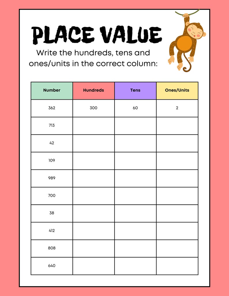 Third Grade Math Worksheets Printable Place Value Practice Adding ...
