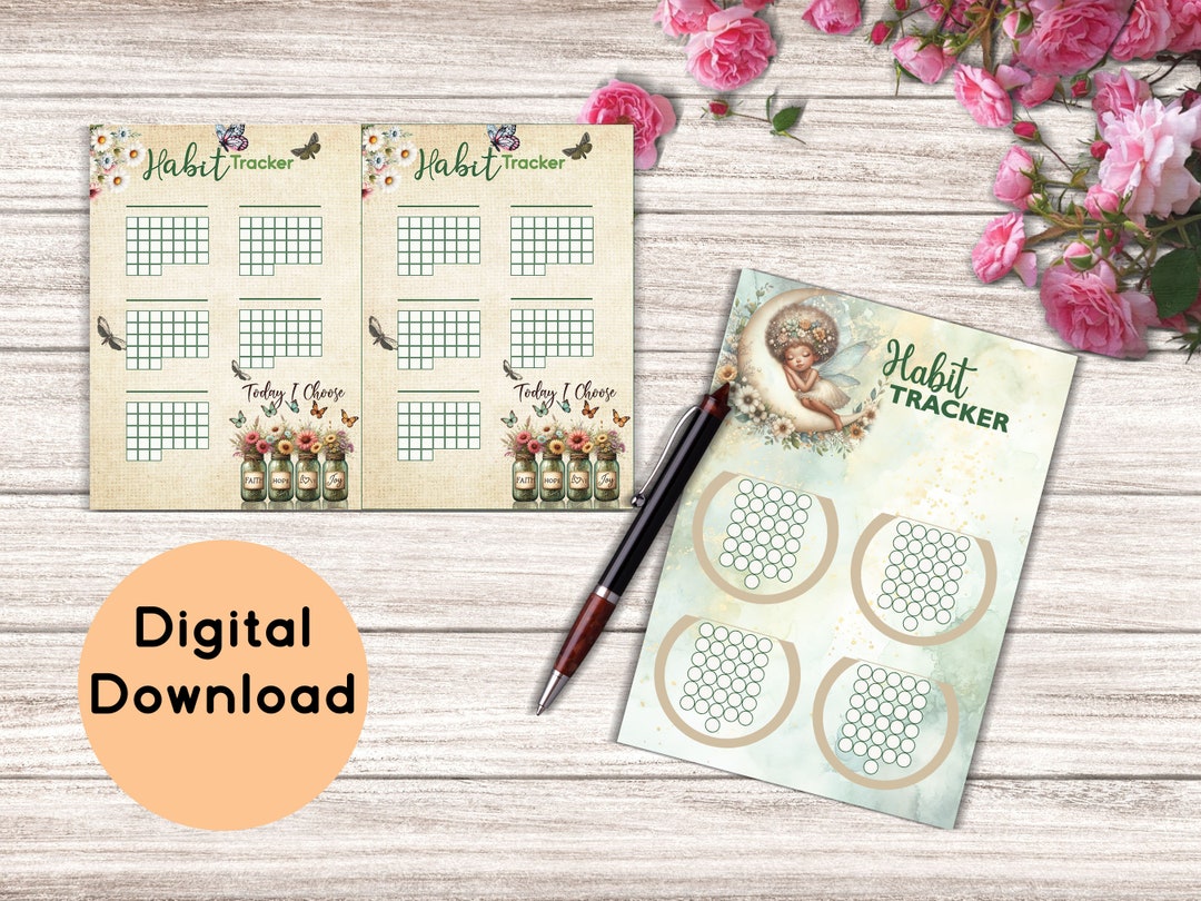 Goal Setting Tracker With Cute Florals and Mystical Backgrounds - Etsy