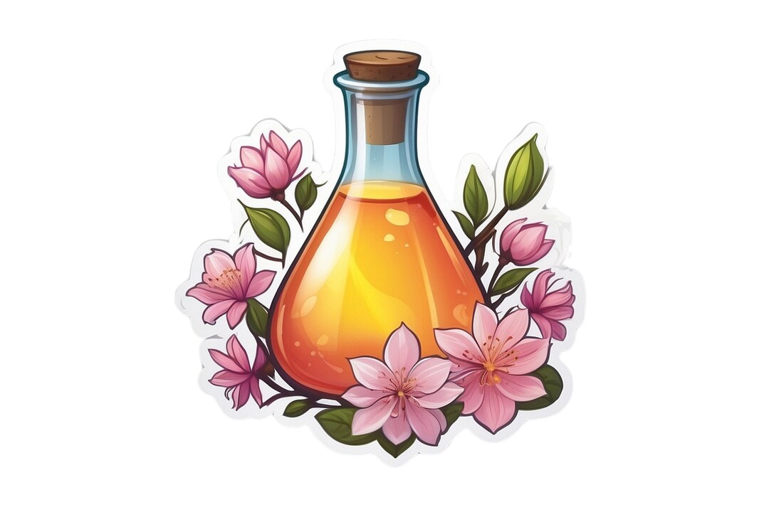 Elixir Blossom Stickers, 40-pack: Vibrant Red Floral With Alchemical Core, Various Sizes and ...