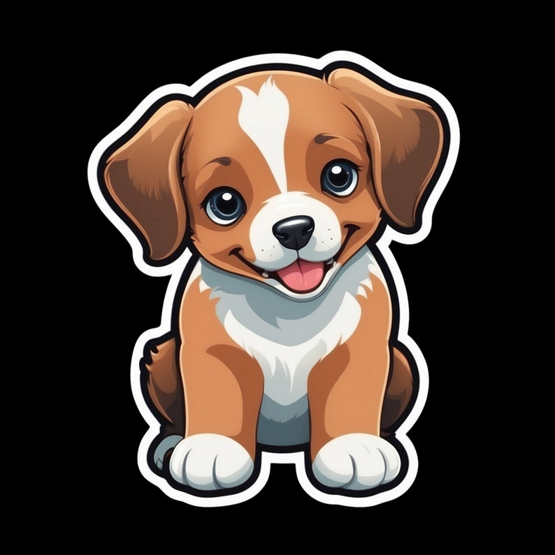 Playful Puppy Digital Stickers: 80 Cartoon-style Animal Decals for ...