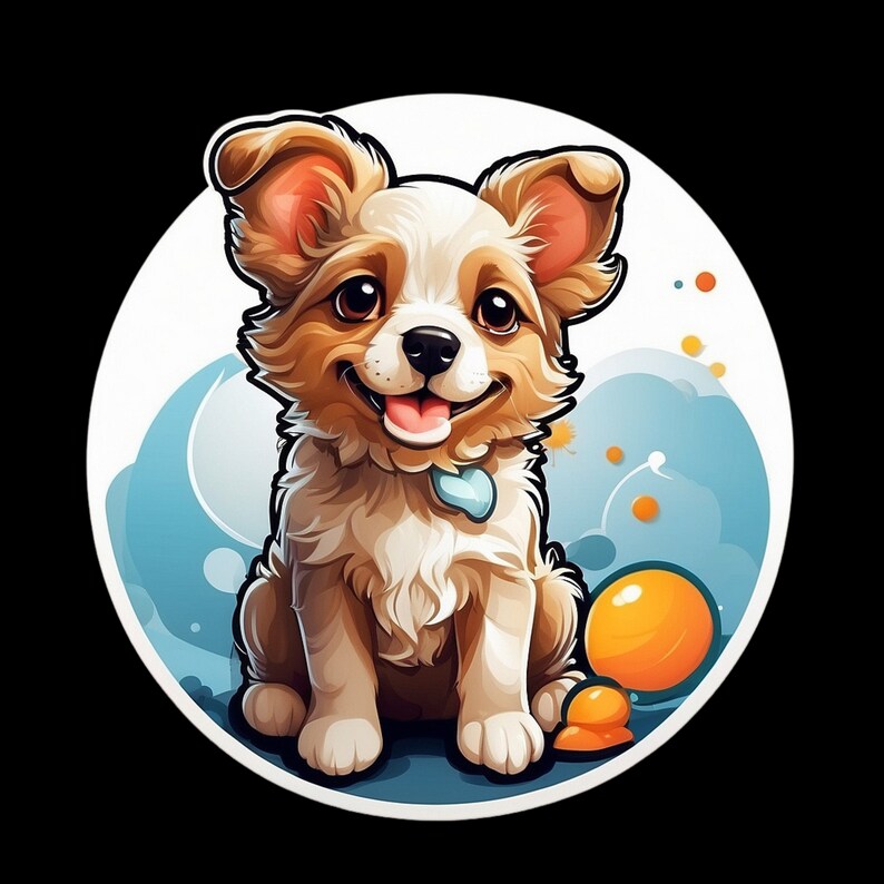 Playful Puppy Digital Stickers: 80 Cartoon-style Animal Decals for ...