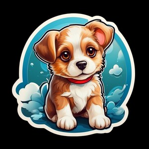 Playful Puppy Digital Stickers: 80 Cartoon-style Animal Decals for ...