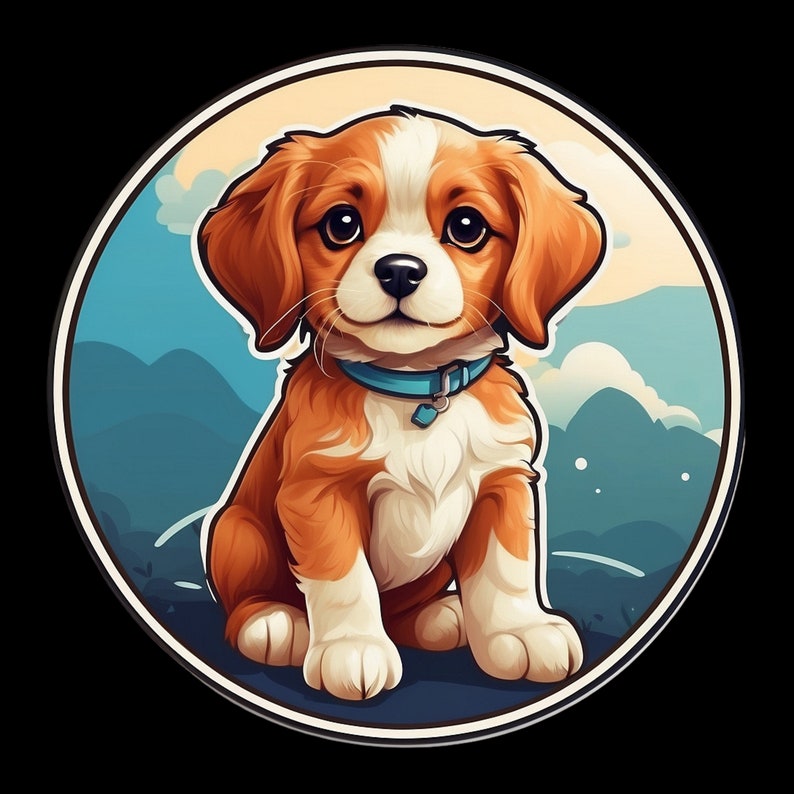Playful Puppy Digital Stickers: 80 Cartoon-style Animal Decals for ...