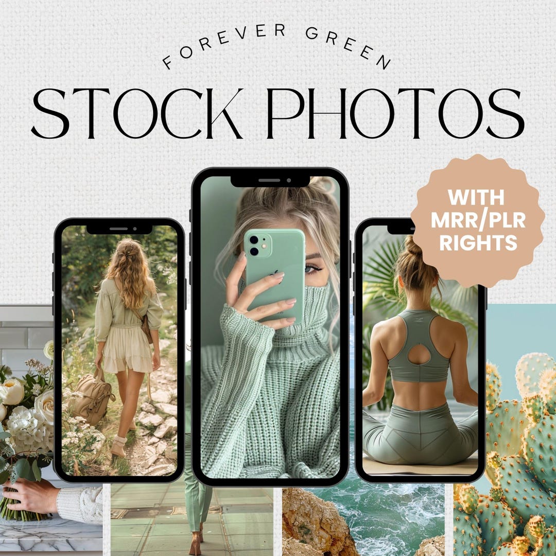 MRR Stock Photos PLR Aesthetic Photo Bundle Resell as Your Own Green ...