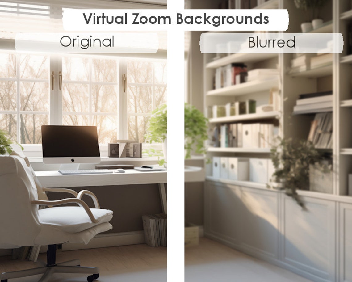 Cream Home Office Virtual Background for Zoom, Microsoft Teams ...