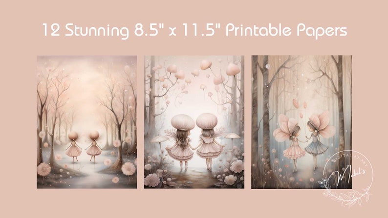 Fairies Junk Journal Scrapbook Pages Bundle Watercolor, Junk Journal ...