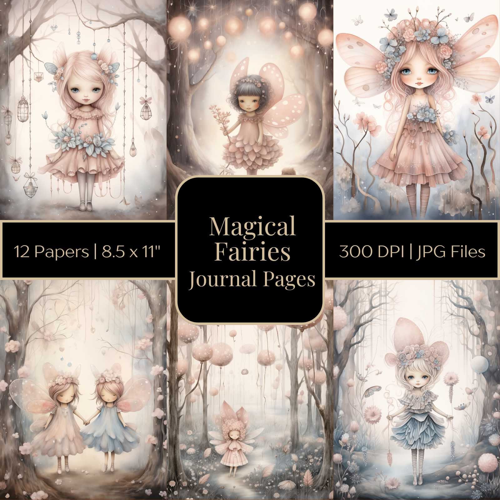 Fairies Junk Journal Scrapbook Pages Bundle Watercolor, Junk Journal ...