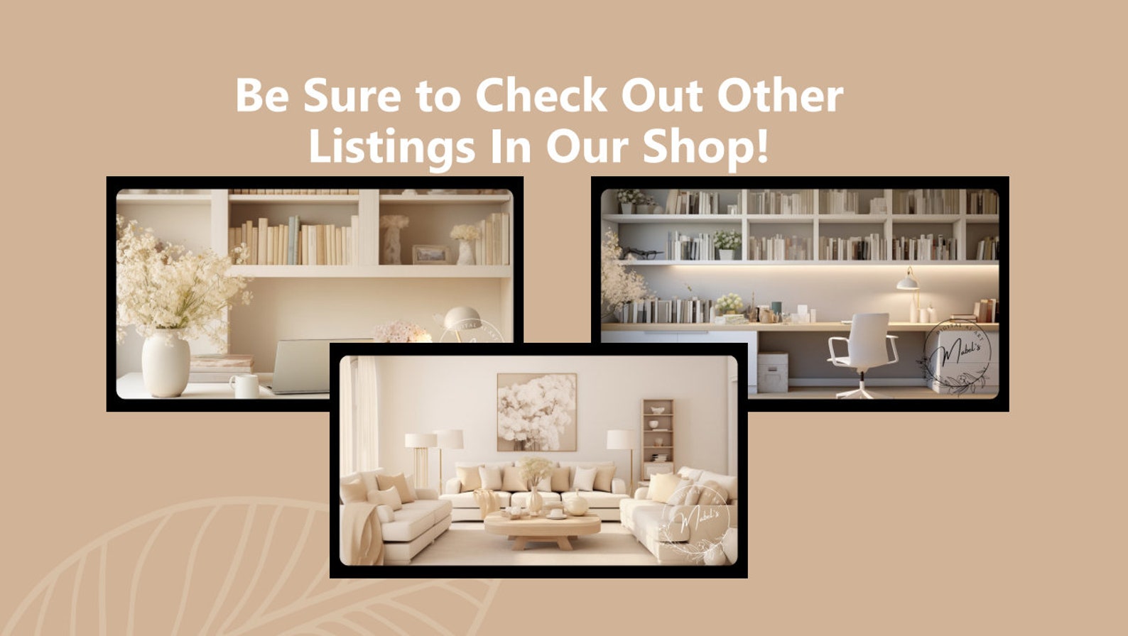 Cream Home Office Virtual Background for Zoom, Microsoft Teams ...