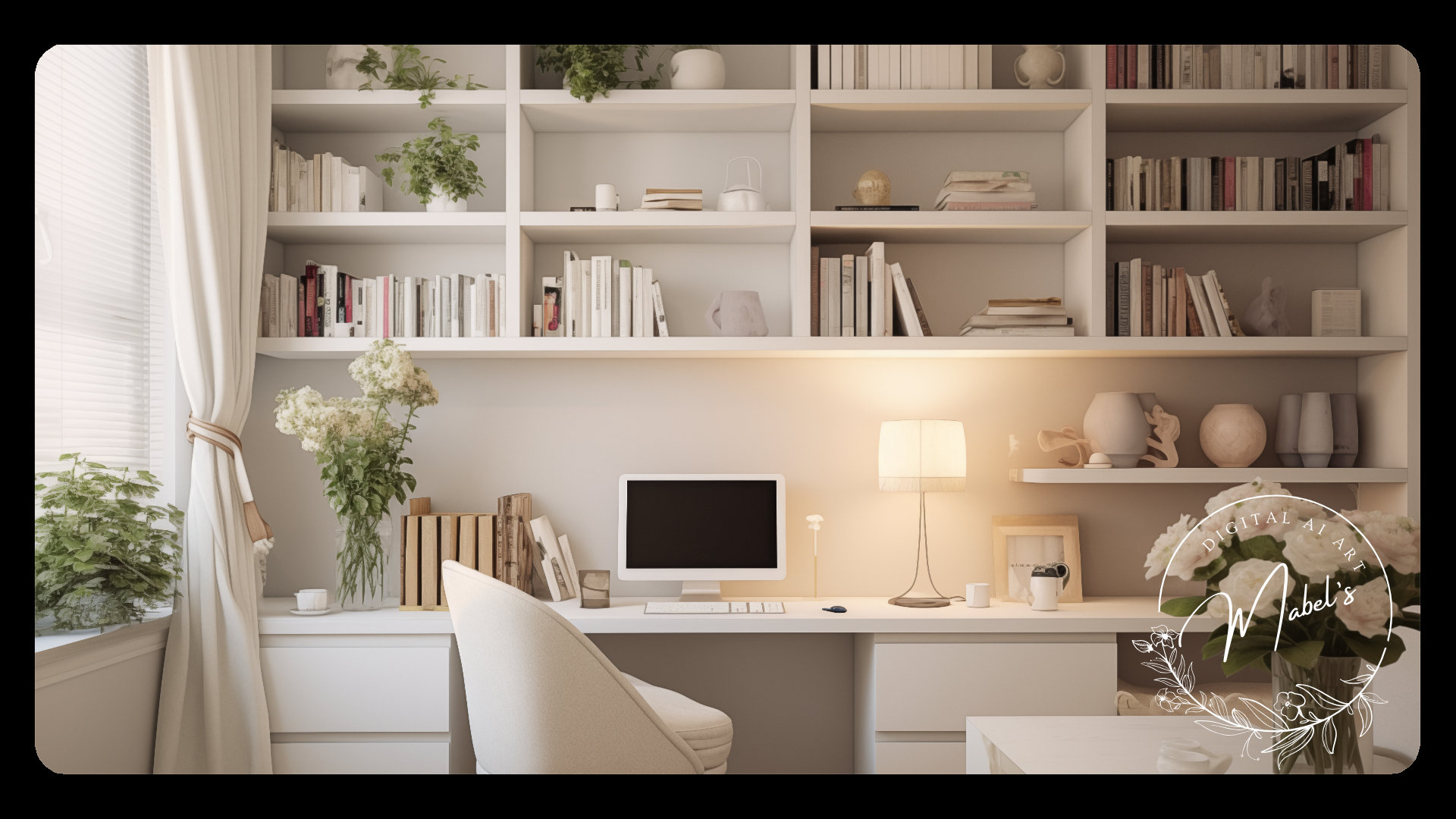 Cream Home Office Virtual Background for Zoom, Microsoft Teams ...