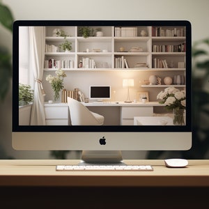 Cream Home Office Virtual Background for Zoom, Microsoft Teams ...