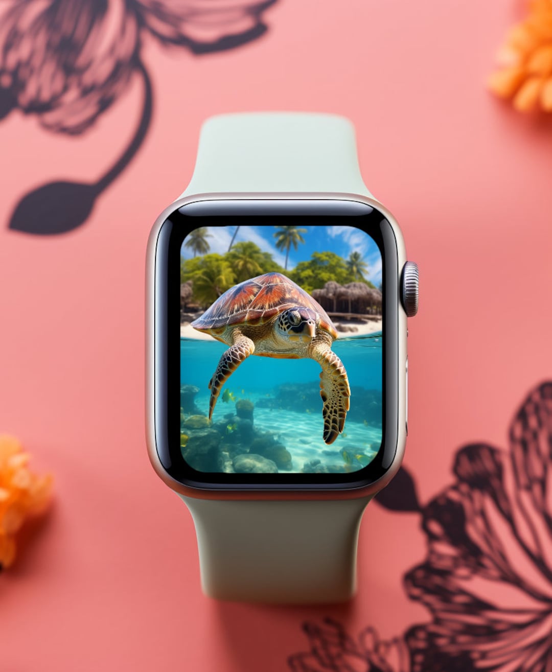 Underwater Turtle in Ocean Aquatic Lovers Android Smartwatch Face ...