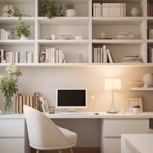 Cream Home Office Virtual Background for Zoom, Microsoft Teams ...