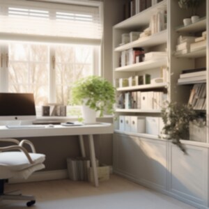 Cream Home Office Virtual Background for Zoom, Microsoft Teams ...