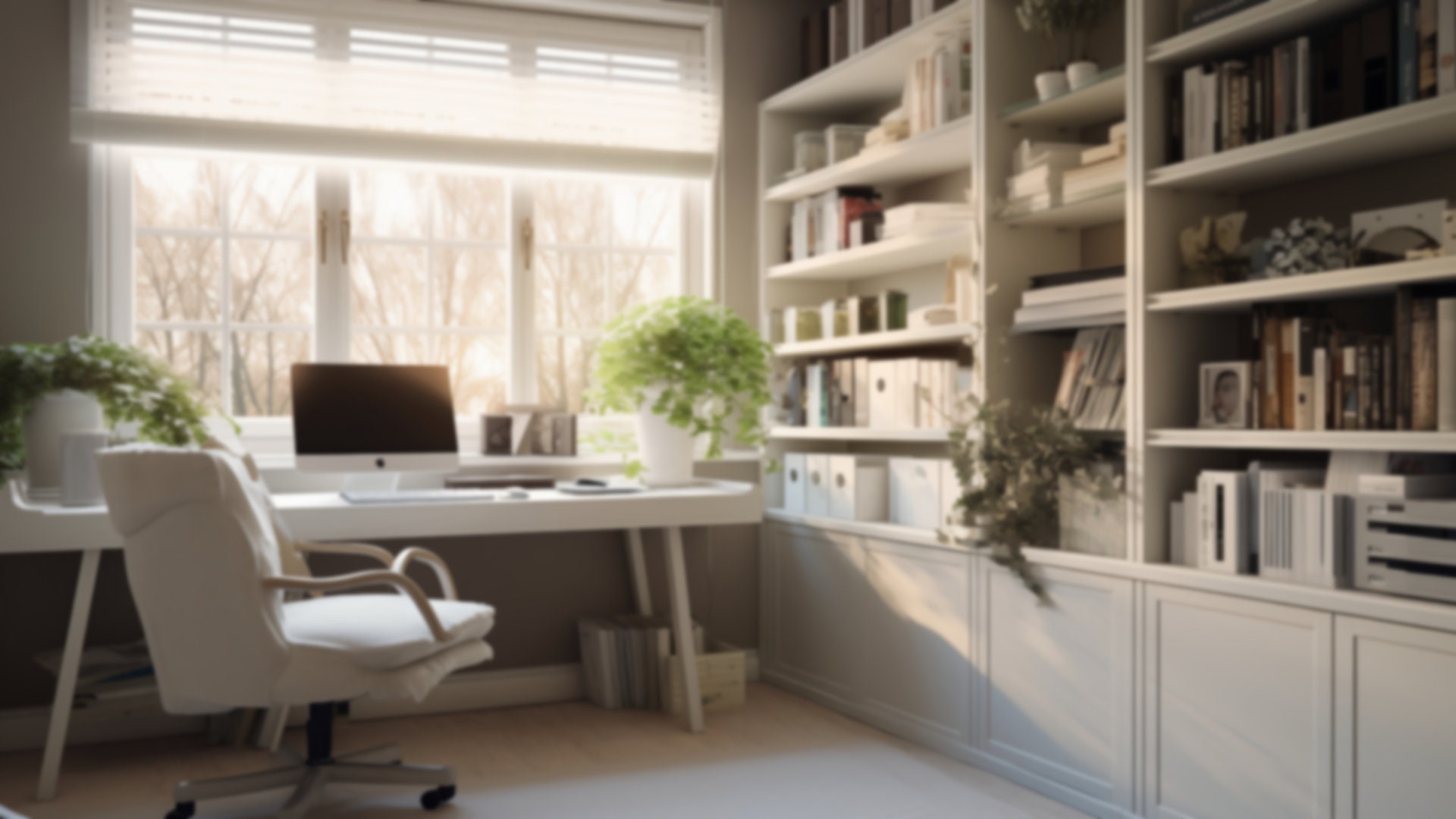 Cream Home Office Virtual Background for Zoom, Microsoft Teams ...