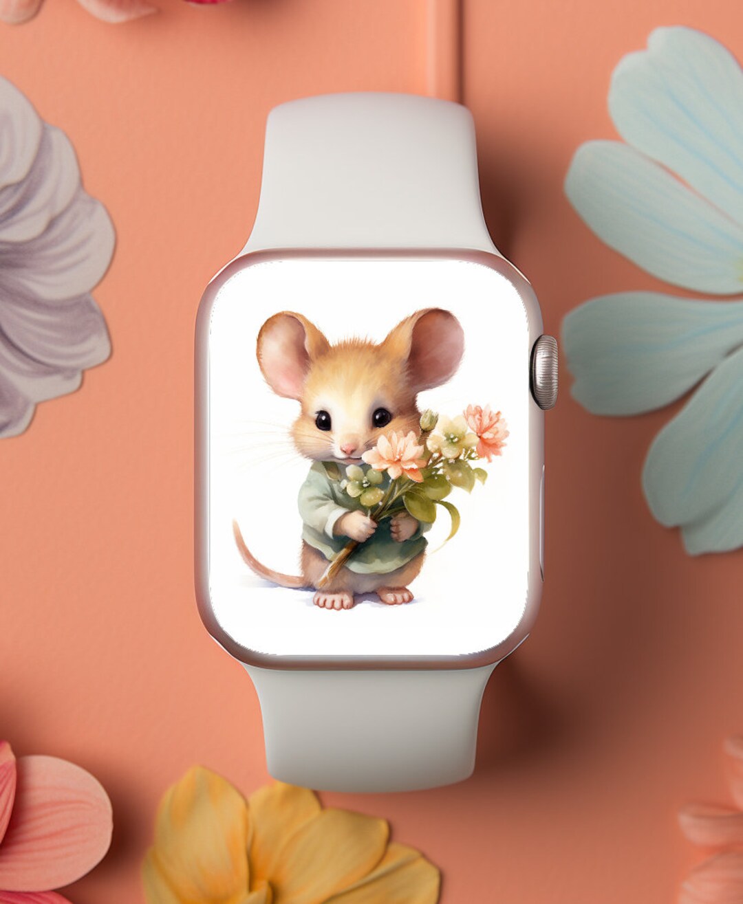 Mouse With Flowers 3 Image Bundle Android Smartwatch Face Digital ...