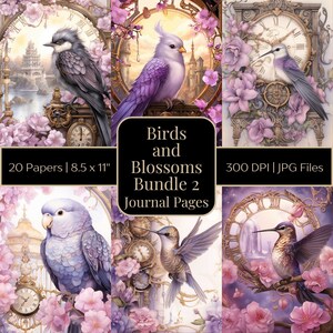 Birds and Blooms Junk Journal Scrapbook Pages Bundle, Junk Journal Kit ...