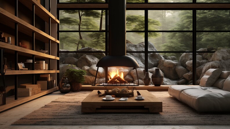 Elegant Serene Livingroom Fireplace Virtual Background for Zoom ...