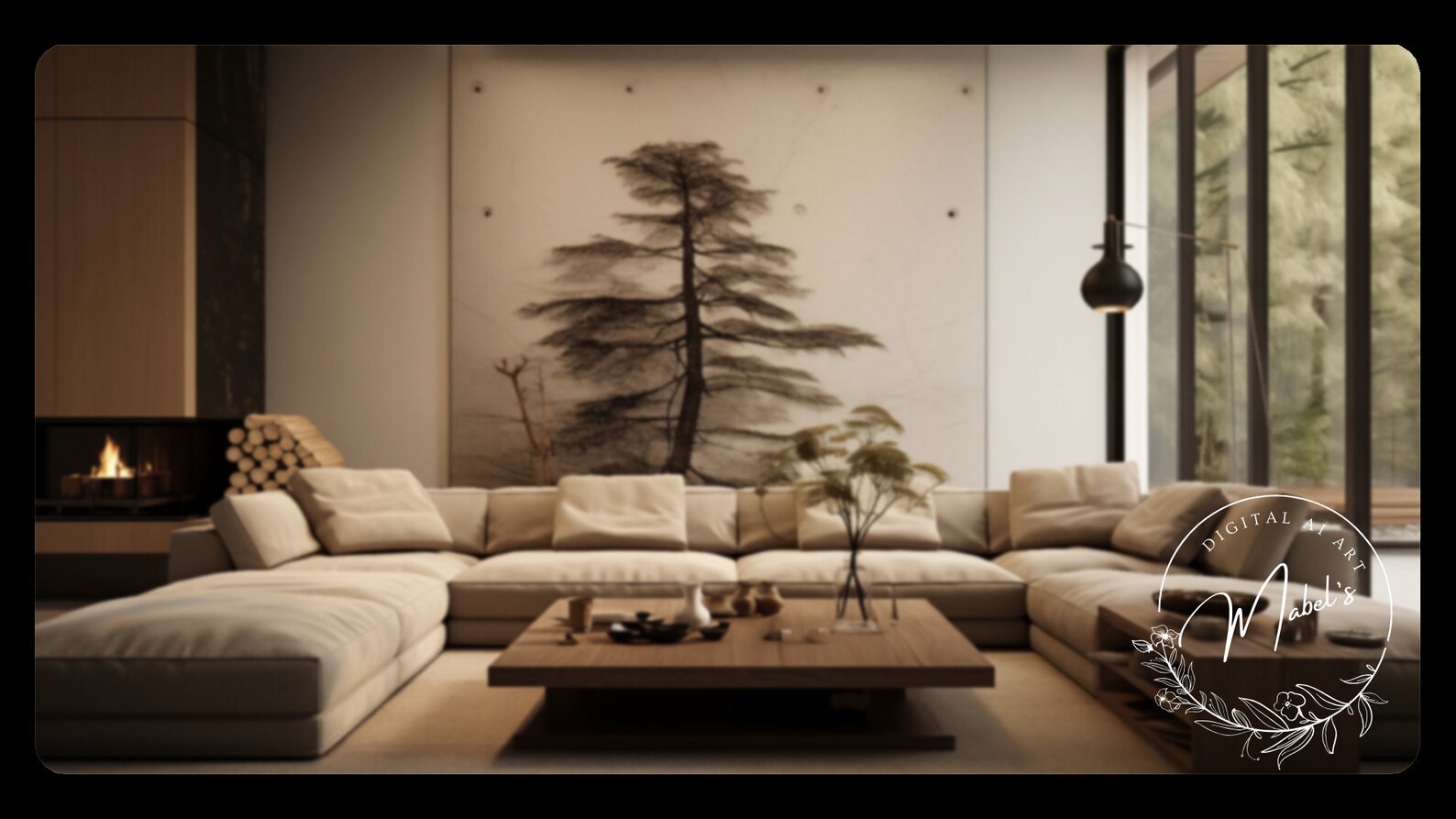 Elegant Serene Brown Livingroom Virtual Background for Zoom, Microsoft ...