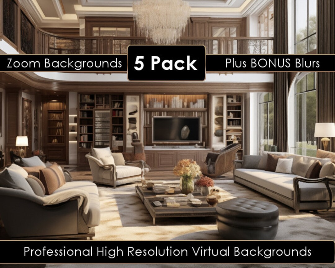 Livingroom Virtual Backgrounds 5 Bundle With BONUS Blur Images for Each ...