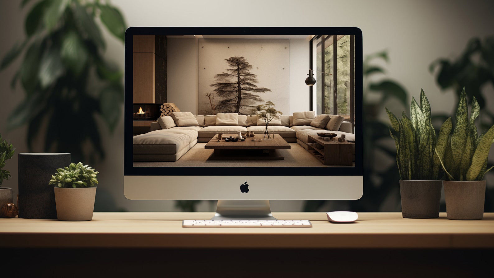 Elegant Serene Brown Livingroom Virtual Background for Zoom, Microsoft ...