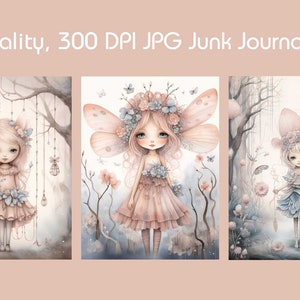 Fairies Junk Journal Scrapbook Pages Bundle Watercolor, Junk Journal ...