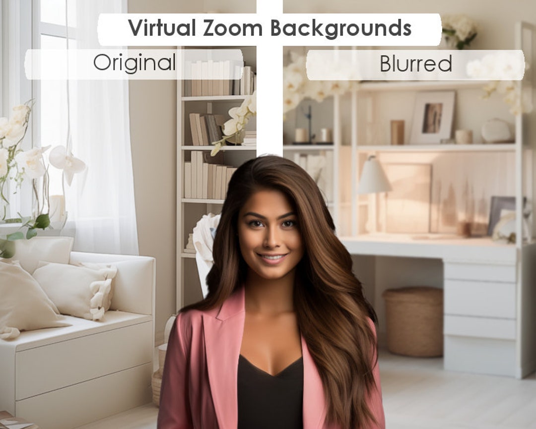 Cream Home Office Virtual Background for Zoom, Microsoft Teams ...