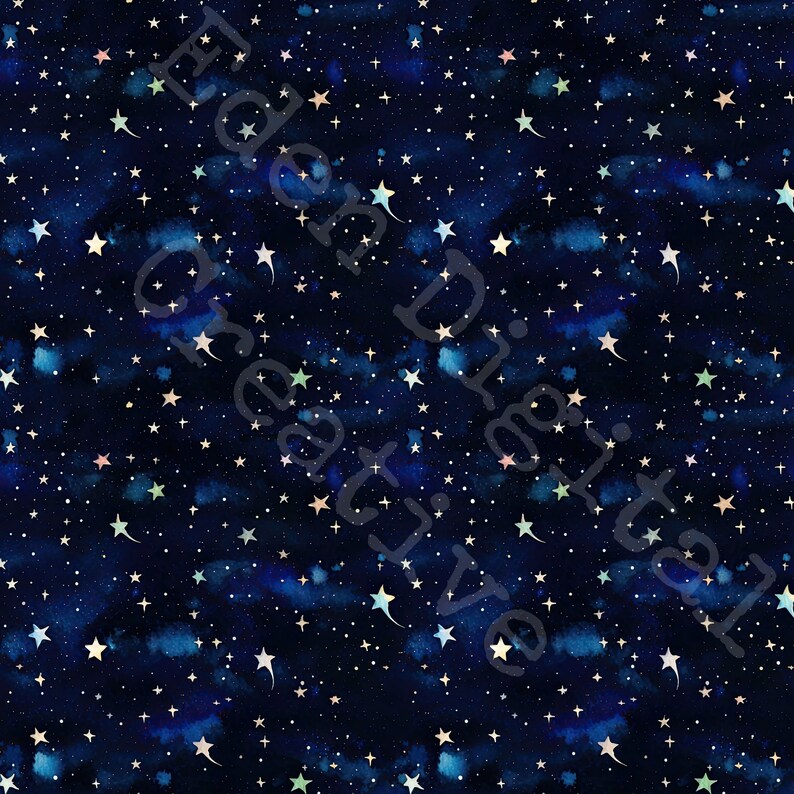 Night Sky Watercolour Digital Paper Stars Shooting Stars Seamless ...