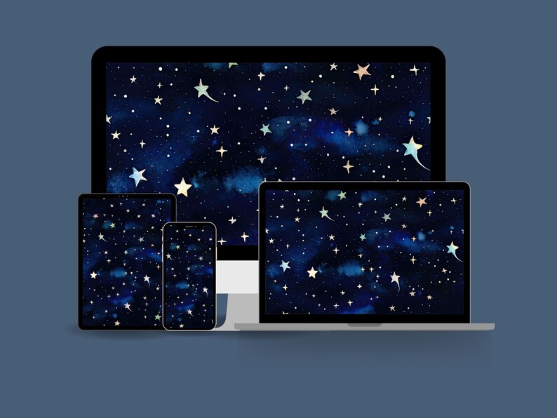 Night Sky Watercolour Digital Paper Stars Shooting Stars Seamless ...