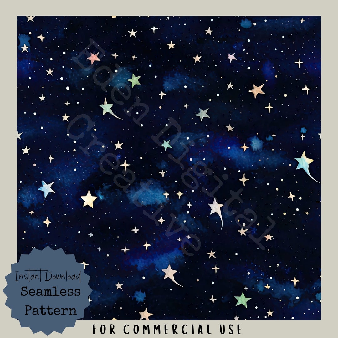 Night Sky Watercolour Digital Paper Stars Shooting Stars Seamless ...