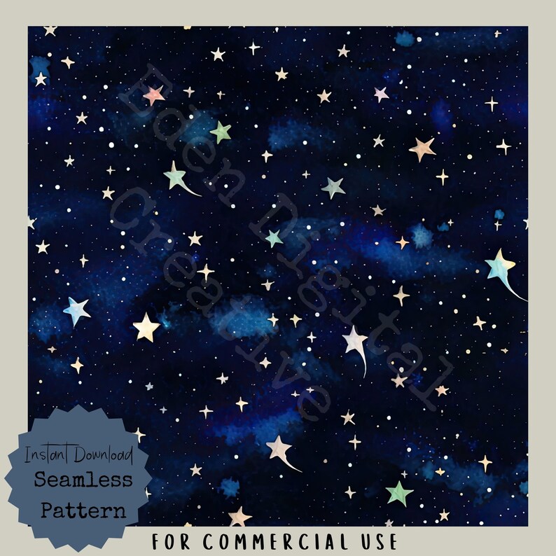 Night Sky Watercolour Digital Paper Stars Shooting Stars Seamless ...