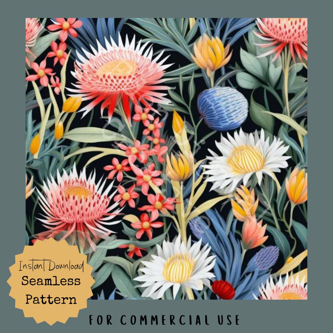 Australian Native Flowers Seamless Pattern Botanical Textile Design ...