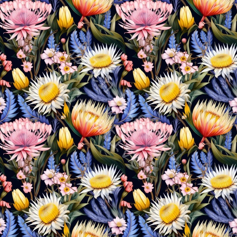 Australian Native Flowers Seamless Pattern Botanical Textile Design ...