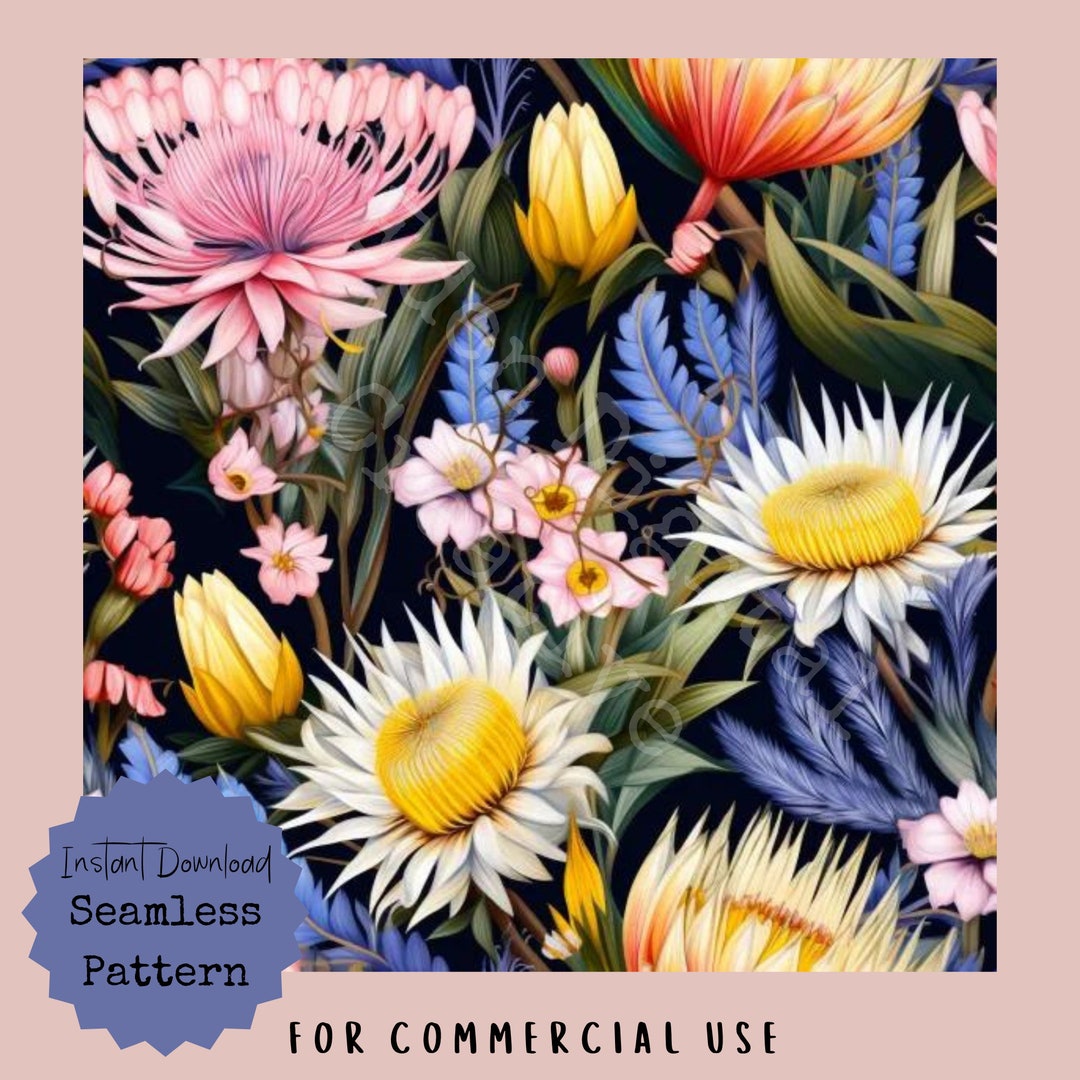 Australian Native Flowers Seamless Pattern Botanical Textile Design ...