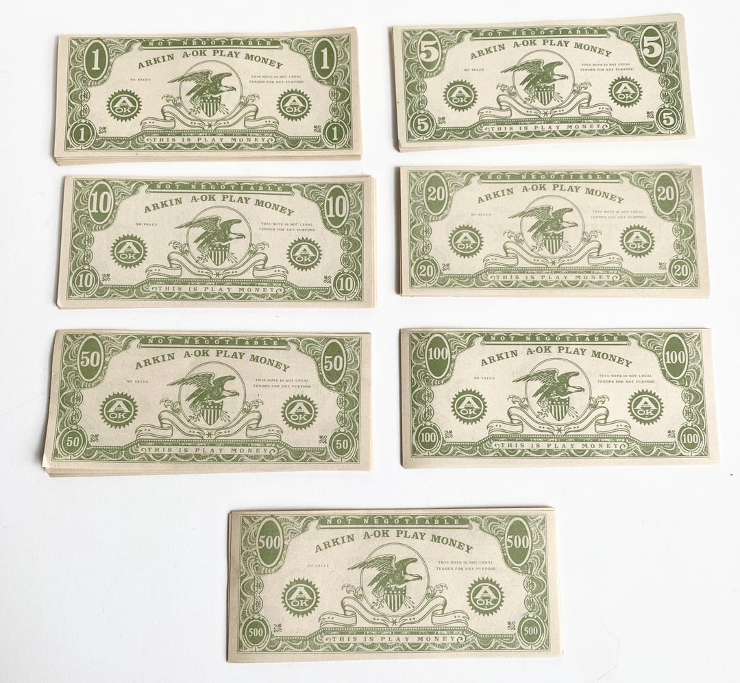Vintage ARKIN A-OK Paper Play Money, 22 Sheets - Etsy