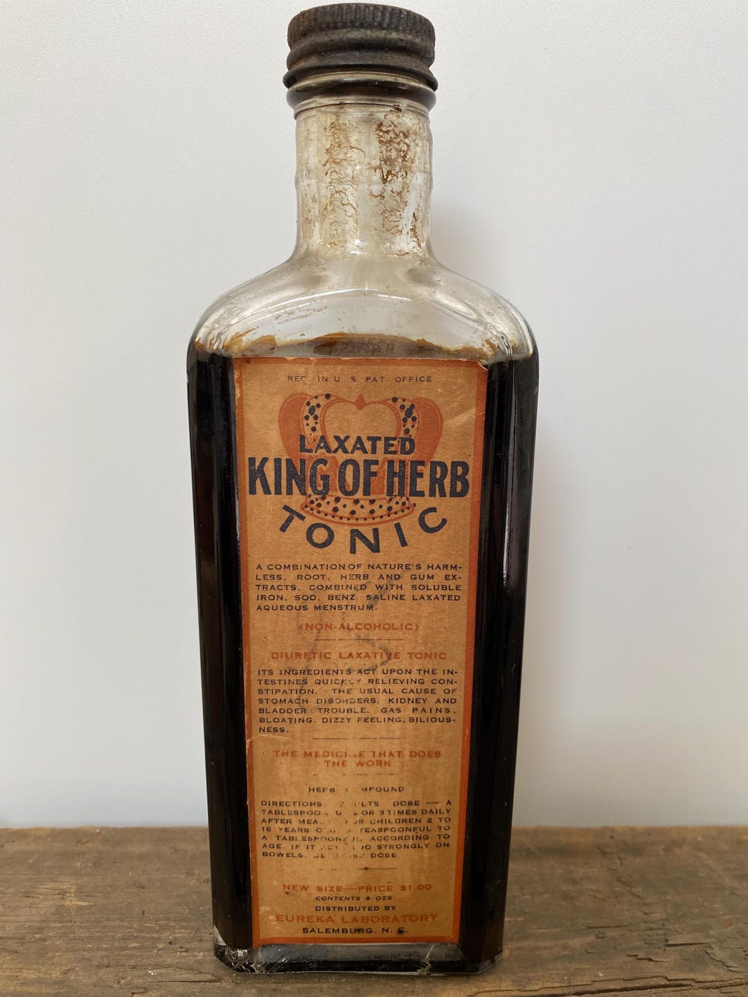 NOS Early Laxated KING of HERB Tonic Medical Apothecary Medicine Bottle ...