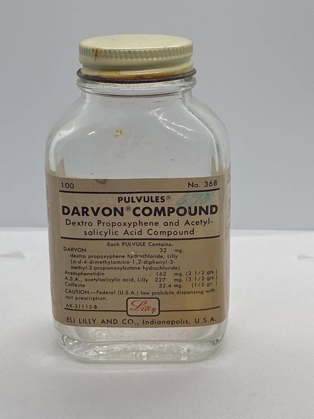 Vintage 1960s DARVON Pain Medical Apothecary Medicine Bottle by Lilly ...